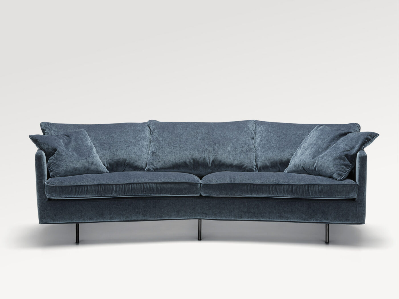 Canapé 4 places arrondi velours 11 d.blue Jayac - 301x109x81/47cm ...