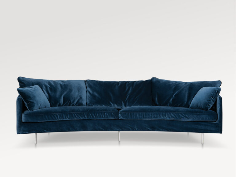 Canapé 4 places arrondi velours 11 d.blue Jayac - 301x109x81/47cm ...
