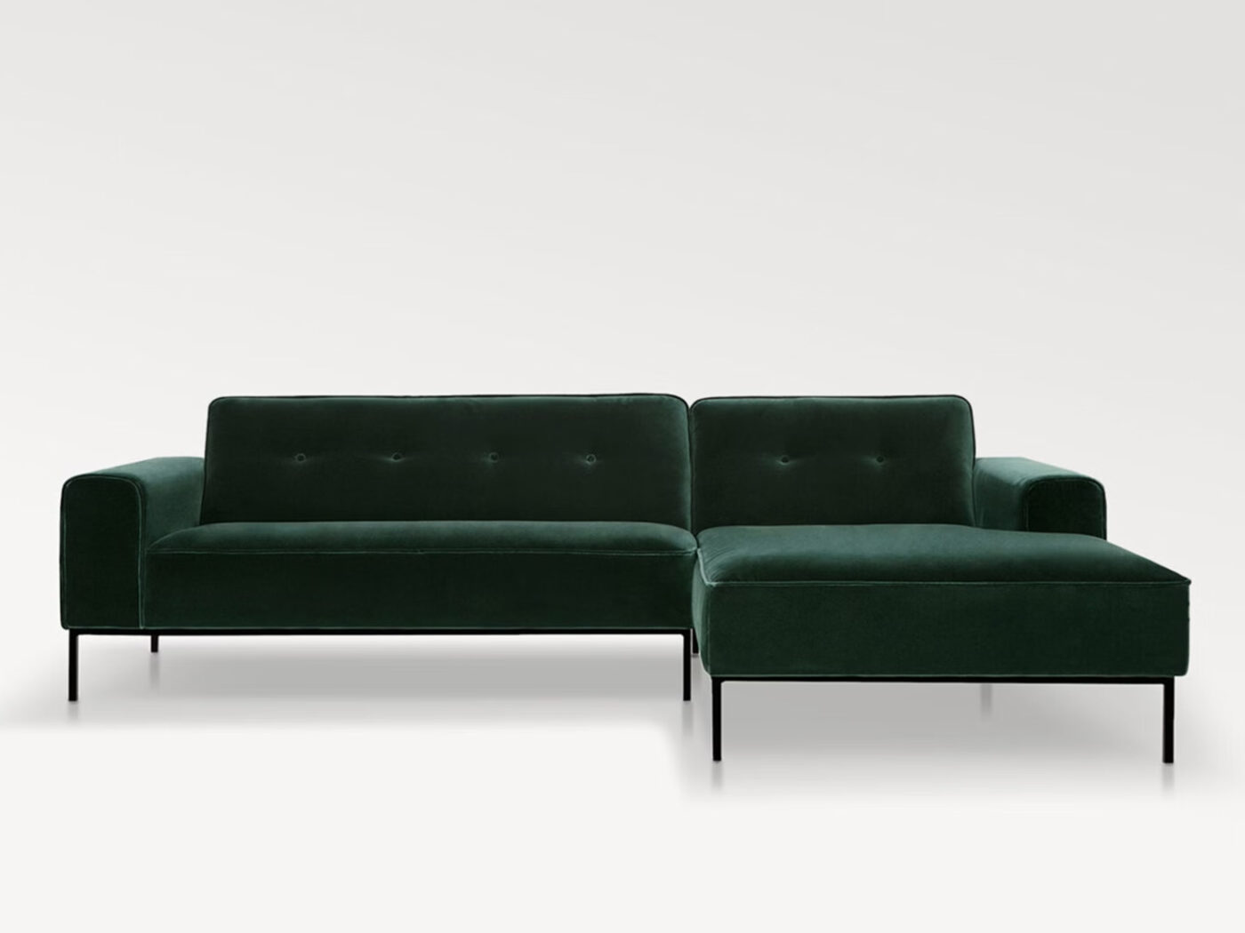 Canapé d'angle velours 1402 d.green Viennay - 264/168x93x77/43cm ...